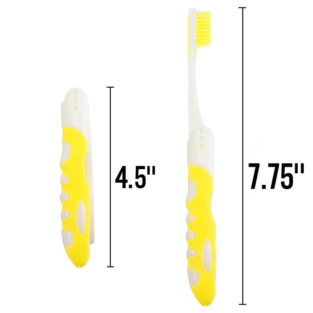 Azi 2pc Premium TSA Approved Travel Toothbrush On The Go Folding Medium Bristles & Tongue Cleaner/Gum Massager Travel Camping Handbag Backpack Car RV Dorm Gym School Locker