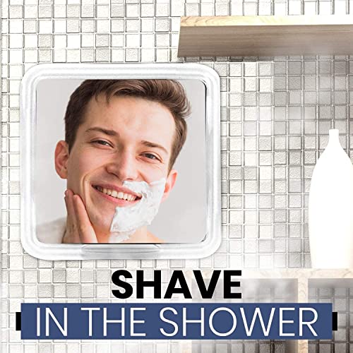 3X Magnifying Shower Mirror for Fogless Shaving with Suction Cup, Shatterproof Surface and 360° Swivel, 6.3" x 6.3"