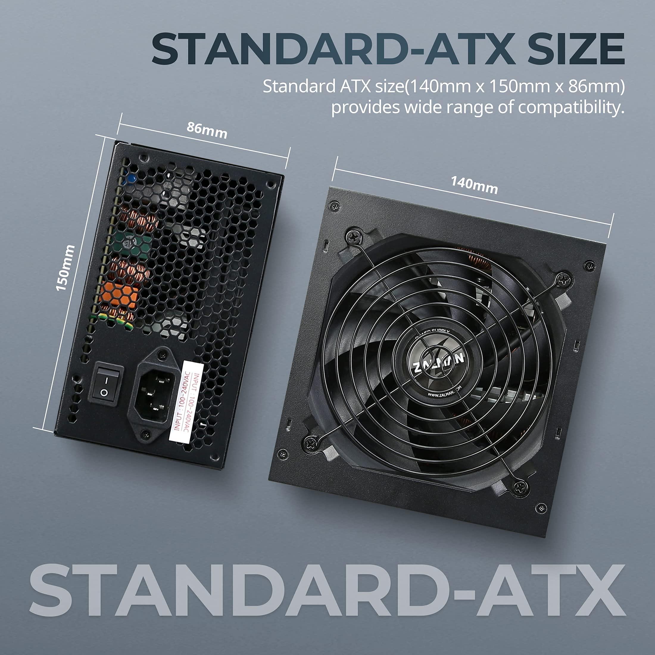 Zalman GigaMax 700W 80+ Bronze Certified PSU, Continuous Power with 120mm Ultra Quiet Silent Fan, 105° Capacitor, 5 Year Warranty