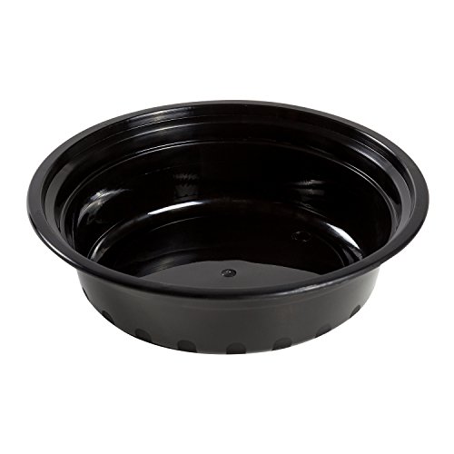 AmerCare 6 Inch Round Black Plastic Containers with Lids, 16 Ounces for Microwave or Freezer, Pack of 150
