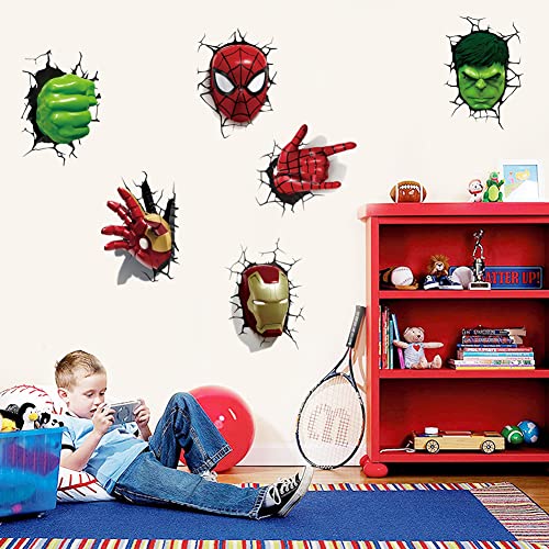 apfr Large Superhero Wall Stickers Boys Wall Decals Peel and Stick Room Decor Stickers for Boys Bedroom Living Room Playroom