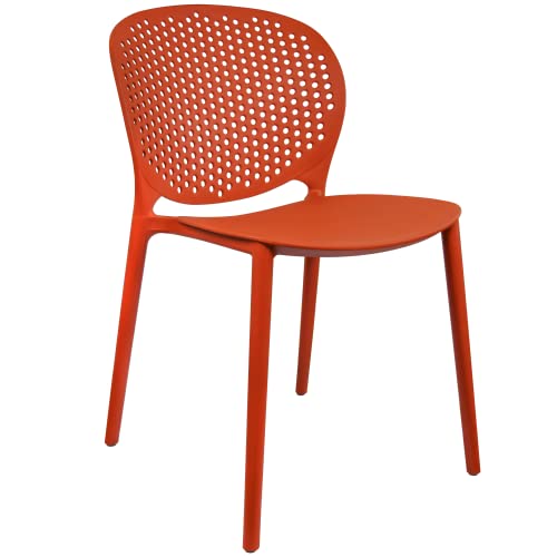2xhome Set of 2 Modern Pool Patio Chairs, Stackable Dining Side Chairs for Indoor Outdoor Kitchen Living Room Restaurant, Orange