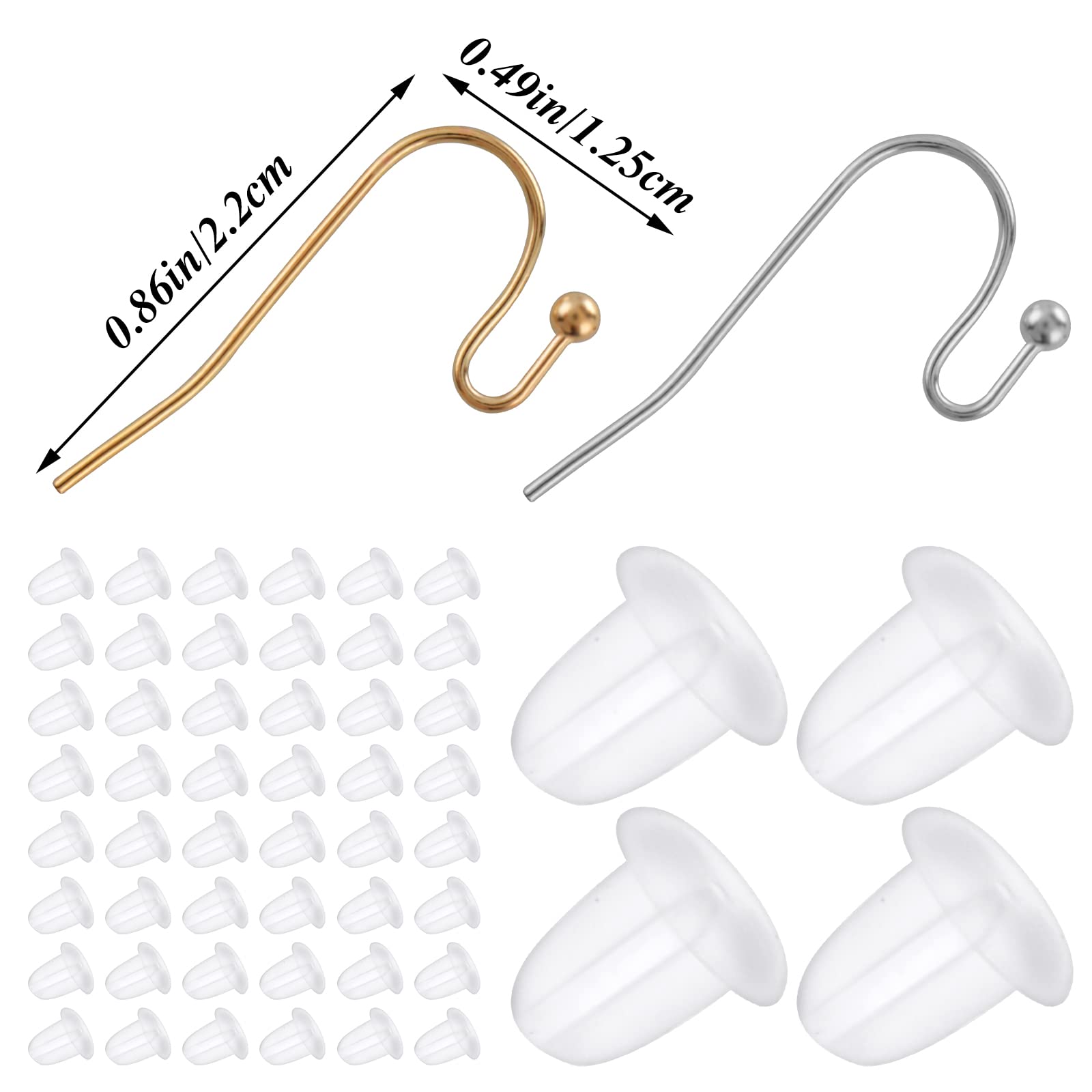 150 Paare Earing Hooks Silver Earring Hooks for Jewelry Earring Hooks Making Sterling Silver Earring Hooks Stainless Steel Jump Rings and Clear Rubber Earring Backs for DIY Jewelry Making