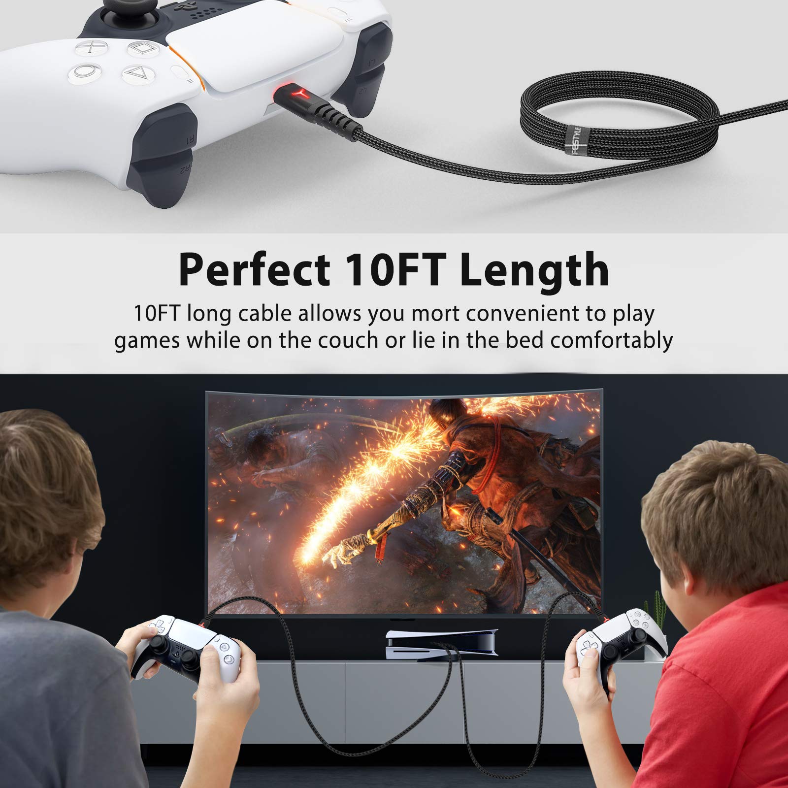 4x1400mAh Rechargeable Battery Pack with Charging Station & USB C Cable, 2 Pack 10FT Xbox Series X S Controller Charger Charging Cable for Xbox Series X S