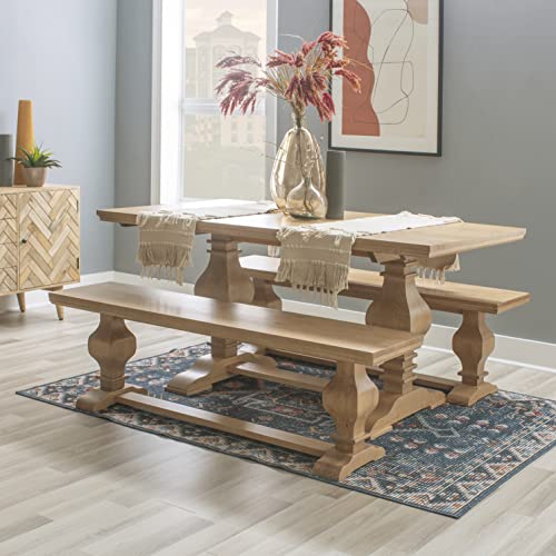 Powell Rustic Honey Solid Pine Double Pedestal Design Dining Sophia Table