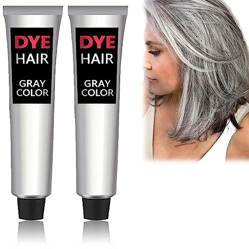 2023 NEW Silver Gray Natural Hair Dye Cream, Silver Gray Hair Dye, Silver Hair Color, Lushadows Silver Hair Dye, Unisex Fashion Dye for All Hair Types (2 PCS)