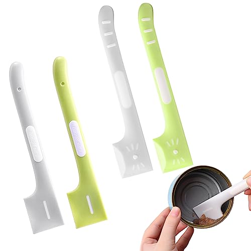 4 PACK Pet Food Can Supplies Pet Food Mixing Spoons Food Canned Scoop for Pet Cat Dog Feeding Can and Wet Food Storage (Green+Gray)