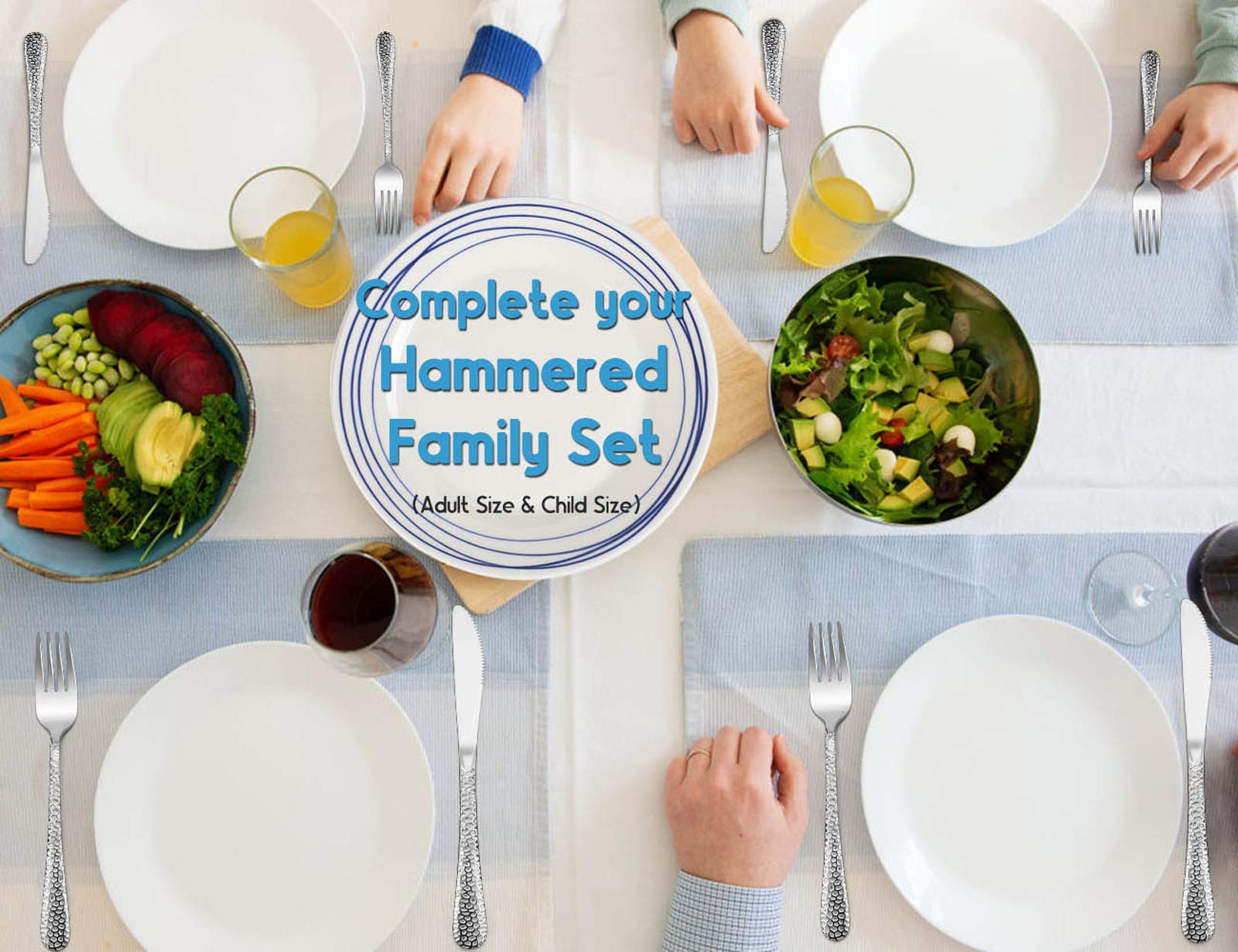 12 Piece Kids Utensils Silverware Set, E-far Stainless Steel Hammered Toddler Cutlery Child Flatware Progress Set, Small Adult Diet Tableware Include Fork Spoon Knife, Mirror Finished, Dishwasher Safe