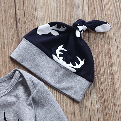 3PCS Newborn Baby Boys Cute Little Brother Romper+Pants+Hat Outfits Matching Set (0-6 Months, Little Brother)