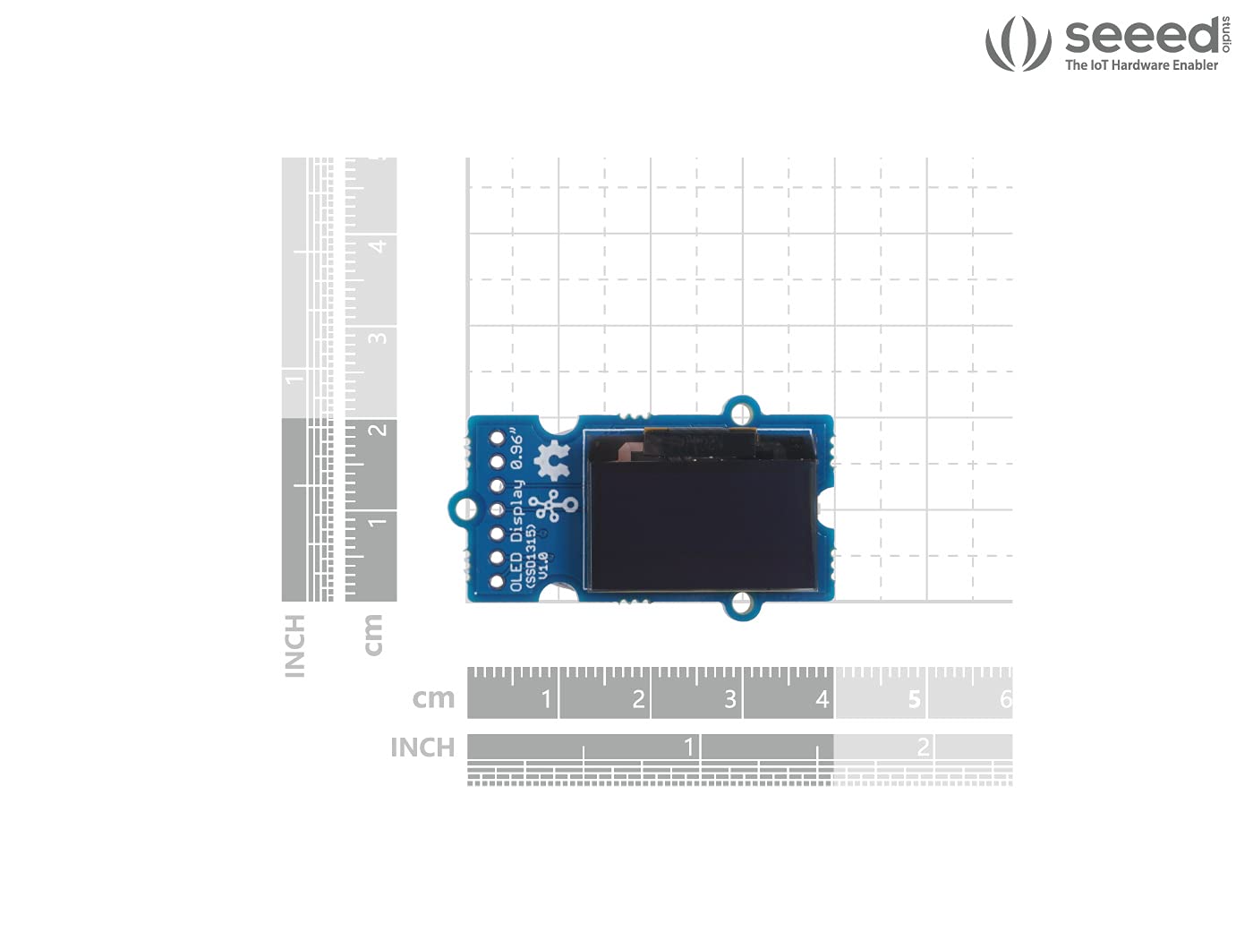 Seeed Studio Grove - OLED Yellow&Blue Display 0.96 (SSD1315) - SPI/IIC -3.3V/5V with I2C and SPI, Blue and Yellow Bi-Colour Display with 12864 Resolution.