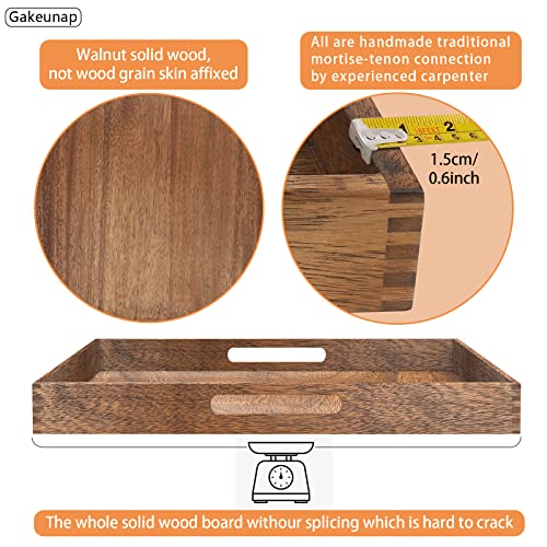 24'' Large Ottoman Tray,Walnut Wood Decorative Serving Tray with Handles for Breakfast, Dinner, Appetizers, Patio, Ottoman, Coffee Table, BBQ, Party β4 Coasters and 5 Greaseproof Papers for Free