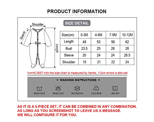 Newborn Baby Boy Girl Cotton Bodysuit Long Sleeve Jumpsuit 3-Pack Outfits Clothes Long Sleeve Baby Bodysuit