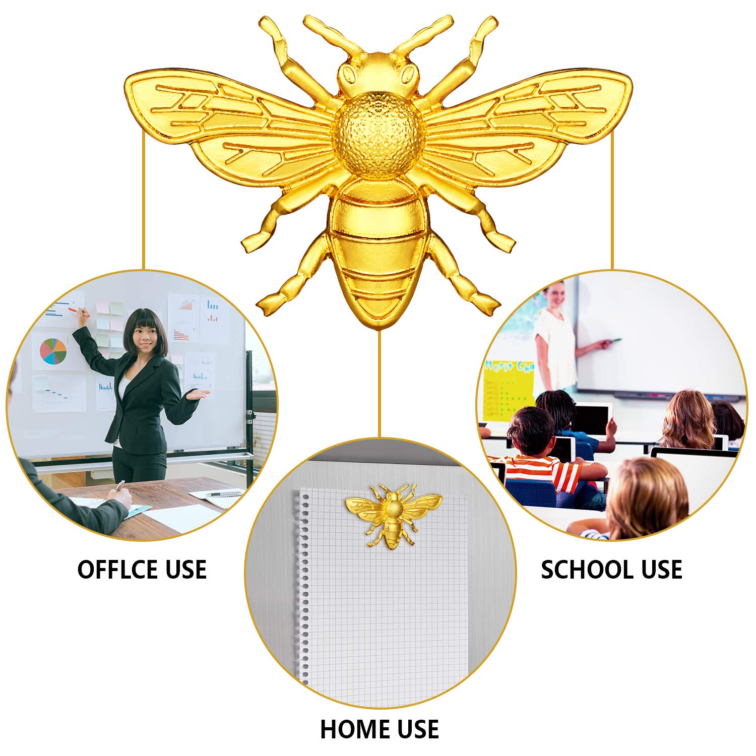 12 Pieces Bees Refrigerator Magnets Bees Fridge Magnets Cute Bee Whiteboard Magnets for Office Whiteboard Fridge Decorations Supplies