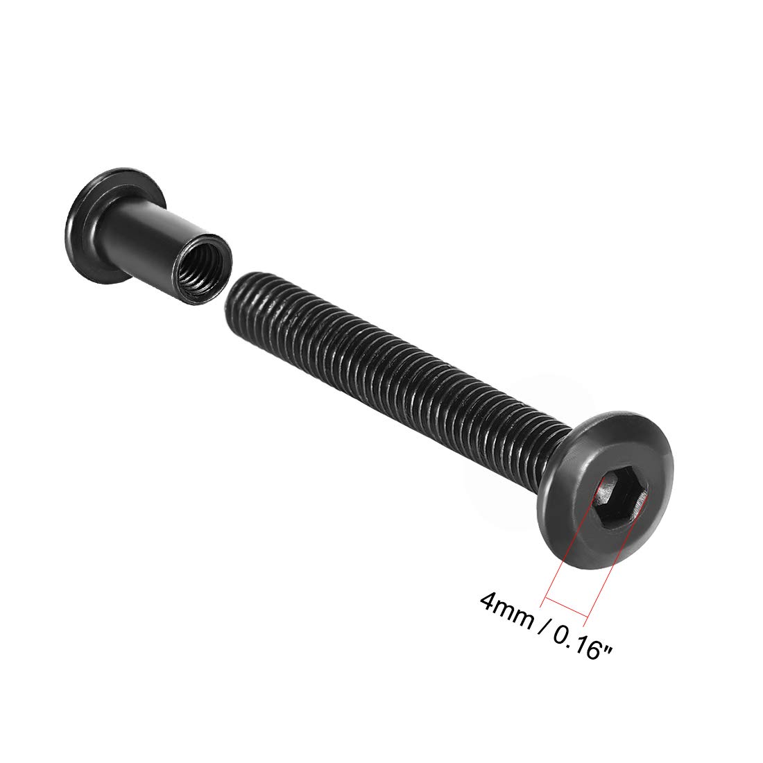Awclub Screw Post Fit for 5/16"(8mm) Hole Dia, Male M6x50mm Belt Buckle Binding Bolts Leather Fastener Carbon Steel Black 10 Sets