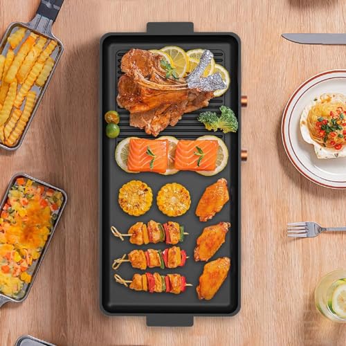 2-in-1 Electric Griddle & Induction Cooktop and 1800W Induction Burner with Removable Griddle Pan Non-stick,Dual Independent Temperature Control Options with Timer,for Kitchen and Outdoor BBQ