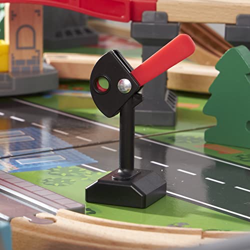Hape E3766 70 Piece Railway Train Table and Set Toy with Battery Powered Locomotive, Removable Playmat Surface and Storage for Kids 3 Years and Up