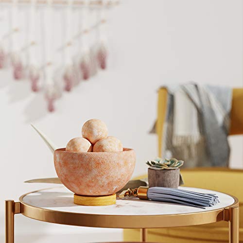 Amazon Basics Natural Himalayan Salt Lamp Bowl with Massage Balls, Wood Base with Dimmer Switch - Crystal Pink