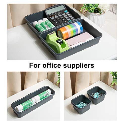BYCY 18 Pcs Drawer Organizers Trays Set for Office Bathroom Dresser Interlocking Dividers Storage Bins Pack (18 Pieces Set)
