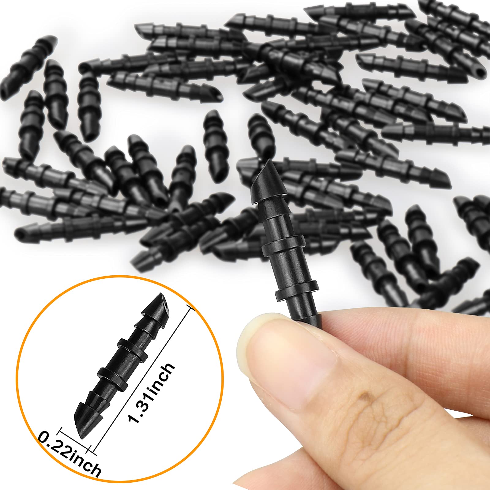 Arfun 80 Pack Drip Irrigation 1/4” Barbed Coupling Fittings, Barbed Connectors Fits Universal 1/4-Inch Drip Tubing, Irrigation Coupler for Drip or Sprinkler System