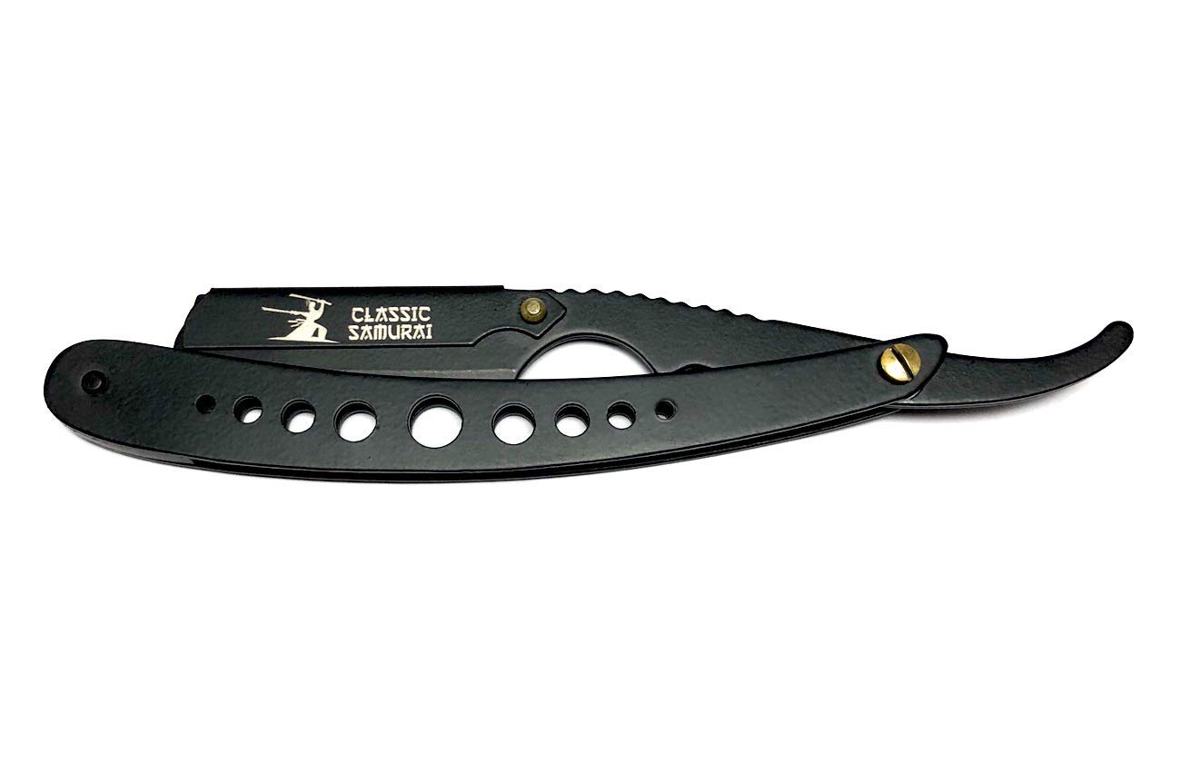 New Ergonomic Design Stainless Steel Professional Folding Straight Edge Barber Razor Shavette Manual Shaver with 15 Astra Double Edge Razor Blades