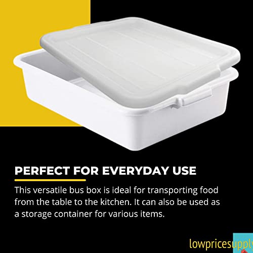 6 Pack 20" x 15" x 5" NSF Gray Polyethylene Plastic Bus Tub Bus Box w/ 6 Pack lid