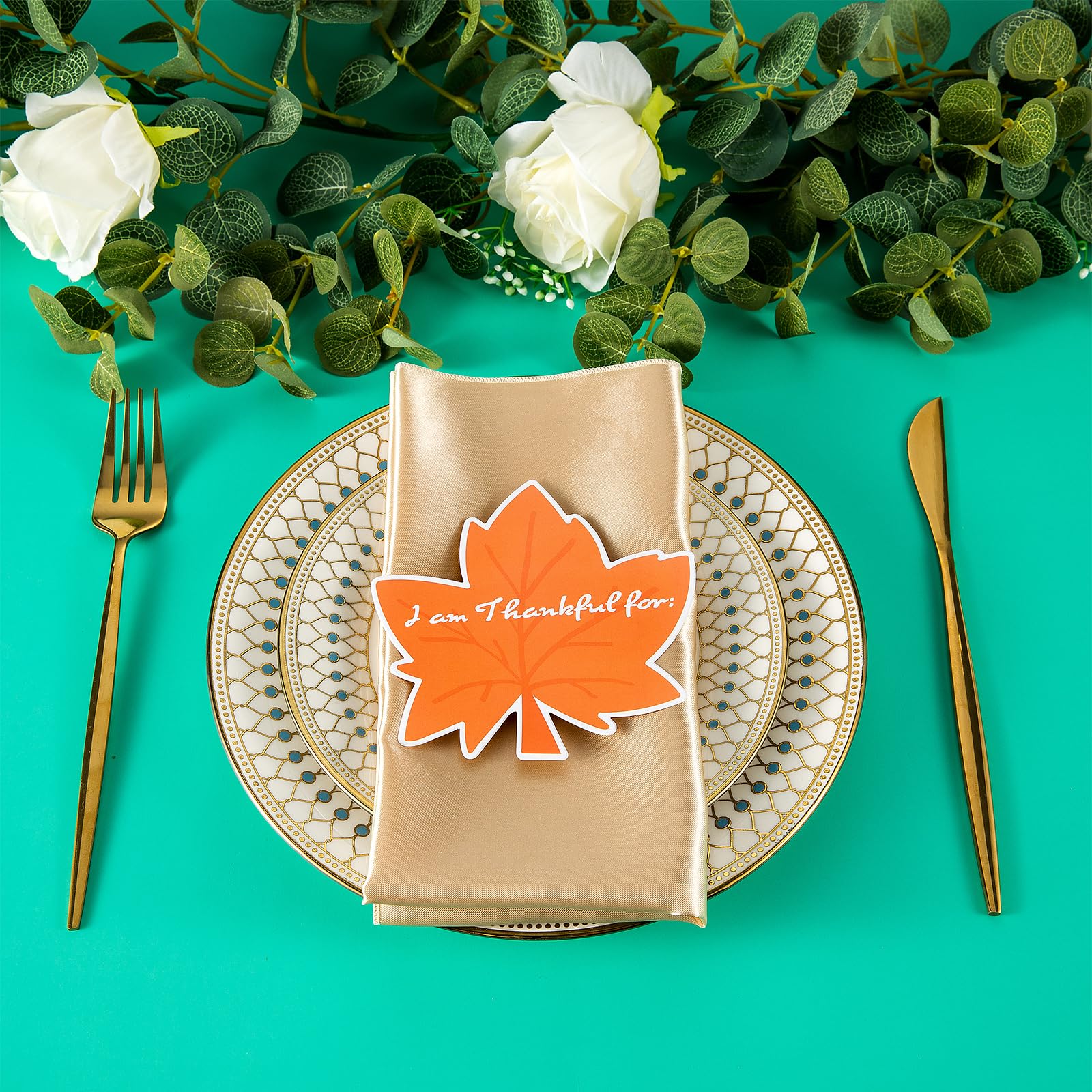 100PCS Thanksgiving Table Place Cards I am Thankful for Cards Maple Leaf Cutouts for Making Thanks Projects and Fall Thanksgiving Party Favors