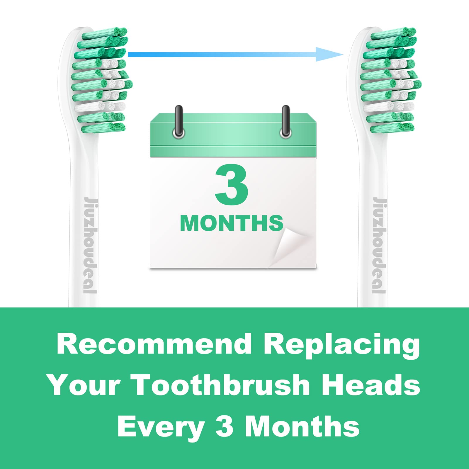 Jiuzhoudeal Replacement Toothbrush Heads for Philips Sonicare E-Series, Compatible with Sonicare Essence, Elite, Advance, CleanCare Screw-on Electric Toothbrush HX7022/66, 6 Pack