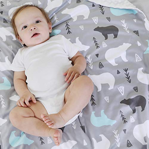 Baby Blanket for Boys Girls Baby Blankets Newborn,Super Soft Comfy,Patterned Minky with Double Layer,Dotted Backing, 30 x 40 Inch,Bears