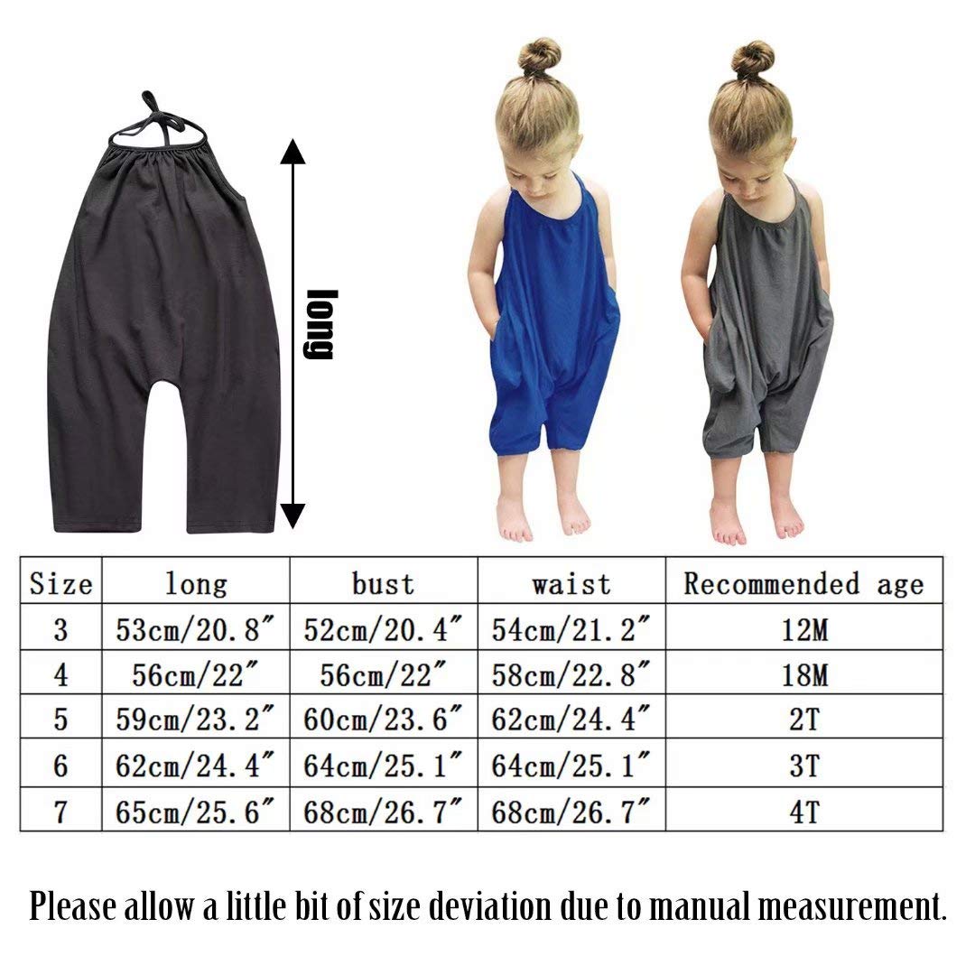 Baby Girls Summer Romper Cute 2 Pack Backless Harem Strap Jumpsuits 1-4 Years Old