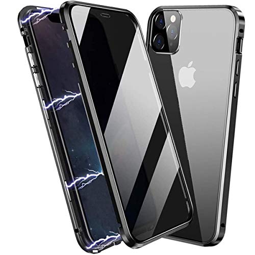 Privacy Magnetic Case for iPhone 11, Anti Peep Magnetic Adsorption Privacy Screen Protector Double Sided Tempered Glass Metal Bumper Frame Anti-Peeping Phone Case Anti-Spy Cover for iPhone 11