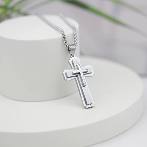 ๐ฎ๐ฌ๐ฎ๐ฏ ๐๐ฉ๐ ๐ซ๐๐๐๐ Cross necklace for men Christian gifts for women,silver necklaces for teen girls chain mens religious essentials fear of god jewelry men's stainless steel faith boys pendant cadenas para hombres