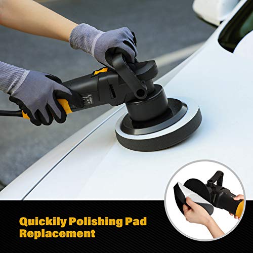 C P CHANTPOWER Buffer Polisher, 6 Inch Dual Action Polisher with Variable Speeds, Detachable Handles, Polishing Pads for Car Polishing, Sanding, Waxing