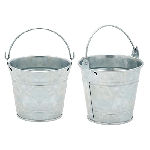 6 Pack Small Galvanized Metal Buckets with Handles, Mini Tin Pails for Party Favors, Succulents, Rustic Home Decor (3 in)