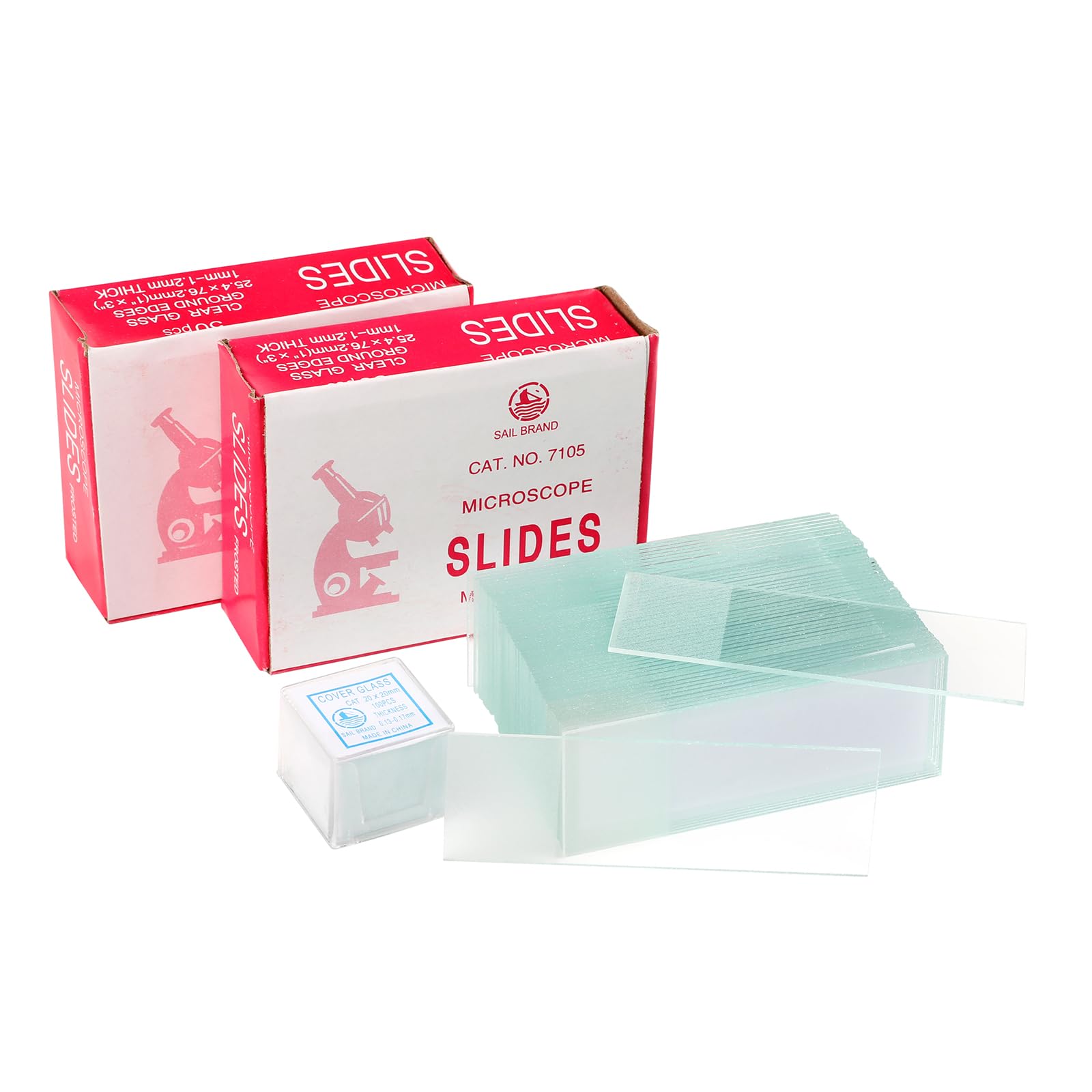 100PCS Transparent Blank Microscope Slides and 100PCS Square Cover Glass Slides (22mm x 22mm)