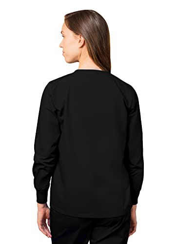 Adar Universal Scrubs for Women - Round Neck Warm-Up Scrub Jacket - 602 - Black - M