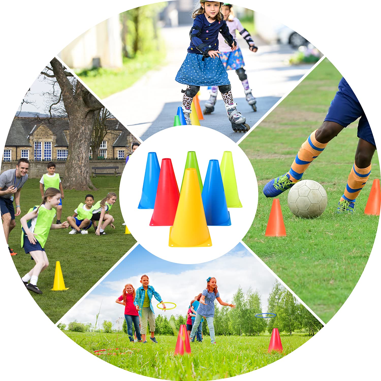 3 in 1 Carnival Outdoor Games Combo Set, Cornhole Bean Bags Ring Toss Game for Kids Adults Birthday Party Backyard Games Obstacle Course Supplies Plastic Cone Set 26 Piece