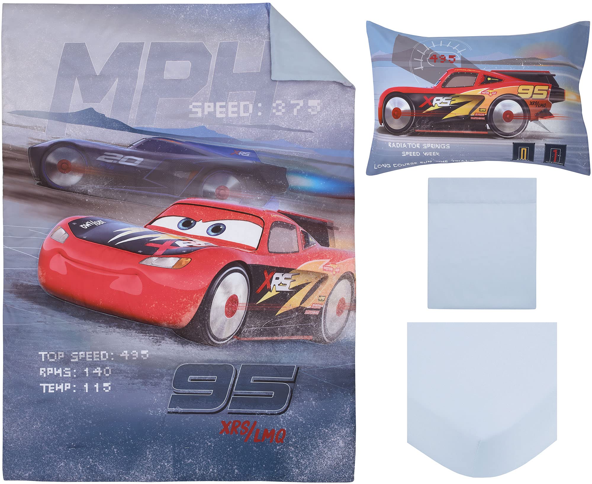 Crown Crafts Infant Products Disney Cars 4 Piece Toddler Bedding Set - Speedy Frenzy