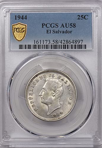 1944 SV El Salvador 1944 25 Centavos PCGS AU 58 PI0060 DE FAIR