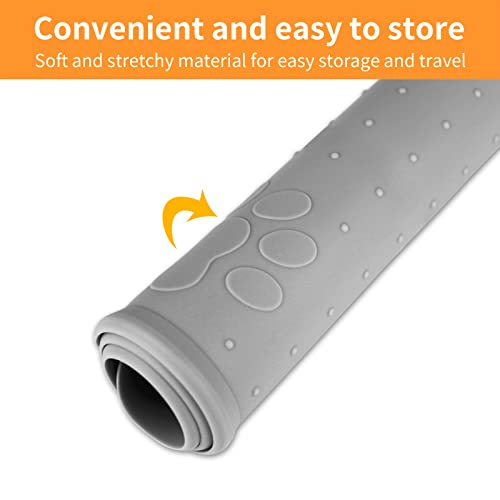 Ptlom Pet Placemat for Dog and Cat, Waterproof Non-Slip Bowl Mat Prevent Food and Water Overflow, Puppy Dish Feeding Mats Suitable for Medium and Small Pet, Silicone (13" *13", Grey)