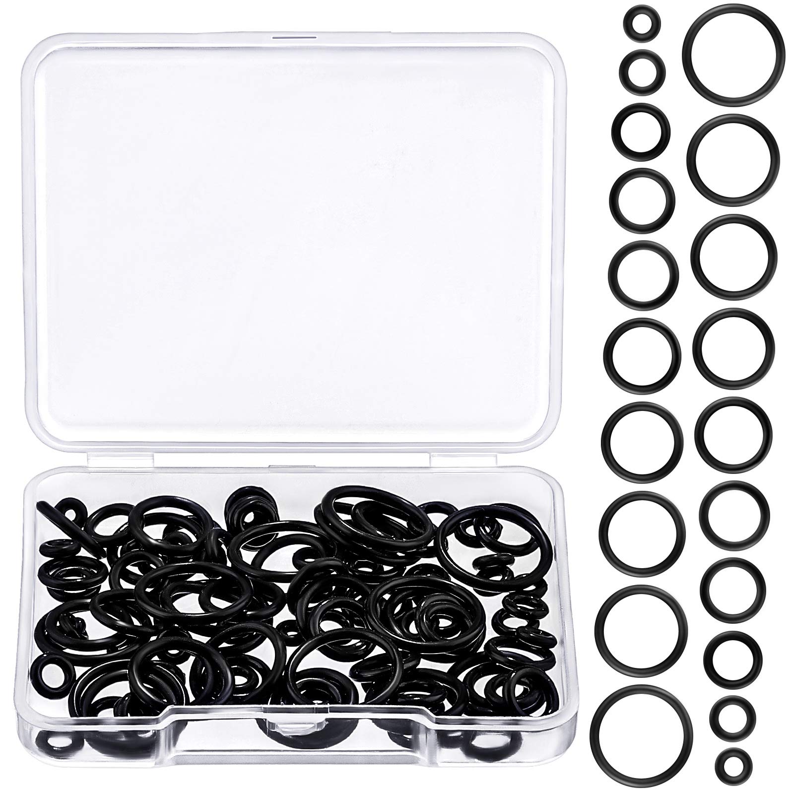100 Pieces Black O-Rings Silicone O Rings Replacement for Ears Piercing Gauges Kit 00G 0G 2G 4G 6G 8G 10G 12G 14G 12 mm