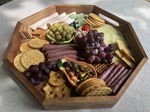 Kalmar Home Acacia Wood 17-Inch Octagon Tray