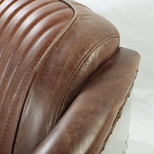 ACME FURNITURE Brancaster Retro Brown Top Grain Leather and Aluminum Loveseat