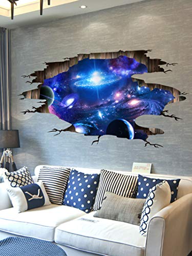 ACEXINYAN 3D Wallpaper Waterproof Ceiling Stars Galaxy Decor Wall Mural Outer Space Decor Removable Kids Wall Decals Planet Posters for Boys Room Living Room Wall Sticker Cool Room Decor