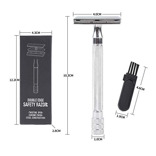 Tianwei Double Edge Safety Razor for Men & Women | Silver Waste Free Sided Vintage Shaving Fits All Edged Blades Zero Timeless