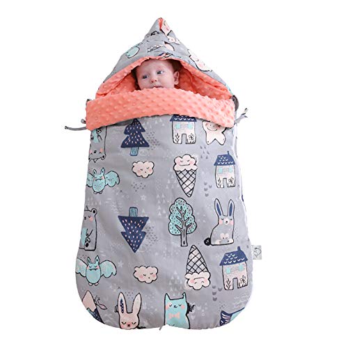 AIMIUKIDS Baby Sleeping Bag Infant Stroller Receiving Dream Blanket with Anti-Shock Soft Minky Dot for 0-12 Month Baby Winter,Forest,Grey