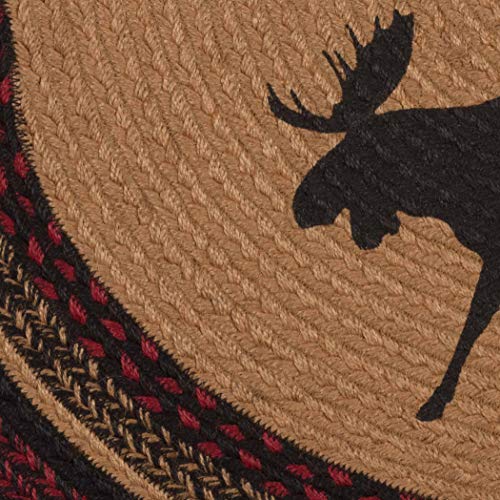 VHC Brands Cumberland Rustic Kitchen Rug, Cozy Natural & Dyed Jute Moose Pattern Tan Entryway Doormat Half Circle 16.5x33