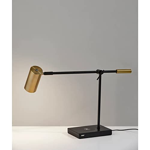 Adesso 4217-01 Collette LED Desk Lamp Wireless Charging, 7W LED, 5W QI, USB Port, Indoor Lighting Lamps , Black
