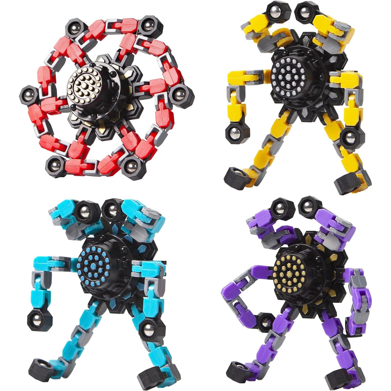 20PCS Transformable Fingertip Gyro Toy,Deformation Chain Robot Deformed Mechanical Spiral Twister Decompression Fingertip Toy Party Favors for Kids