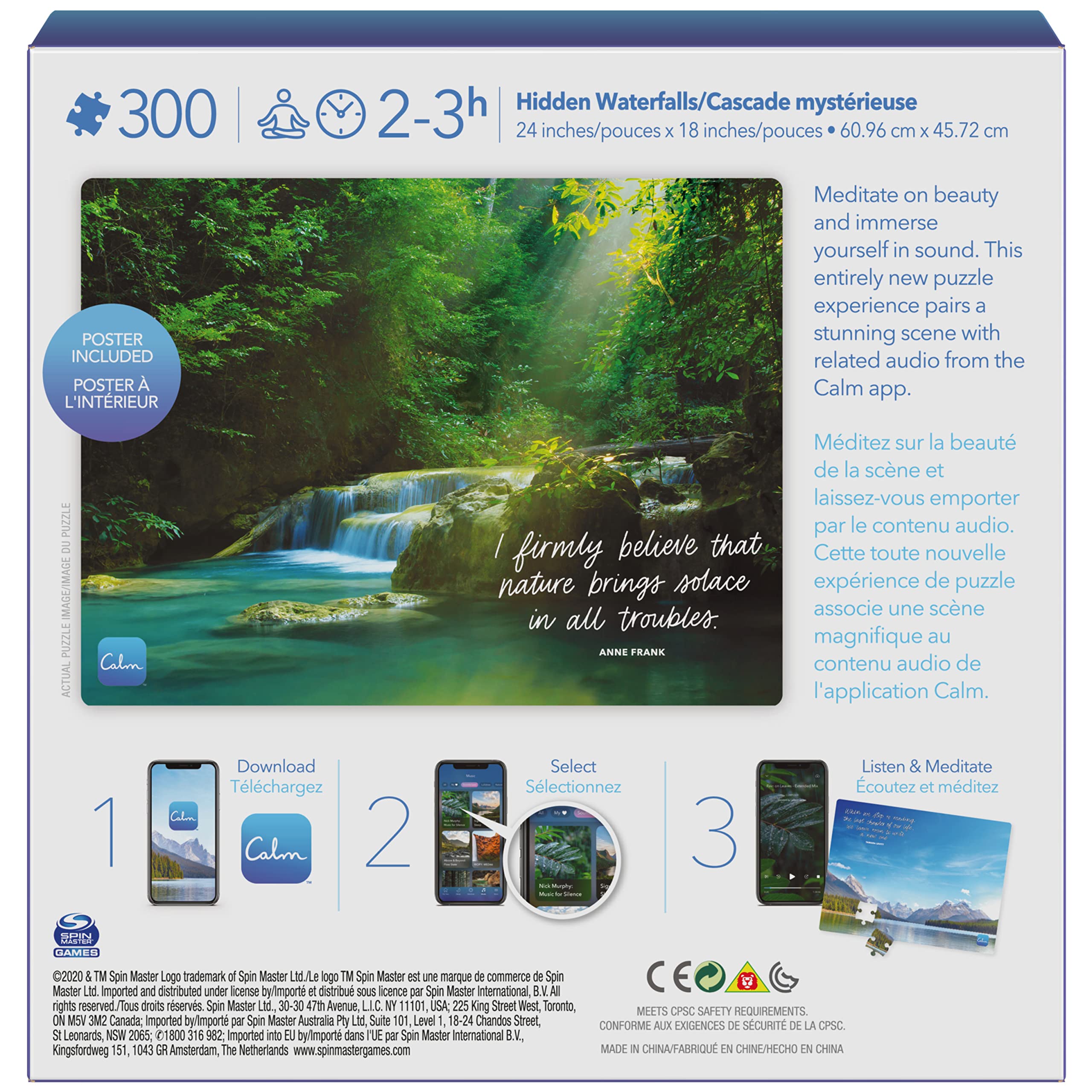 300-Piece Calm Jigsaw Puzzle for Relaxation, Stress Relief, and Mood Elevation, for Adults and Kids Ages 8 and up, Hidden Waterfalls