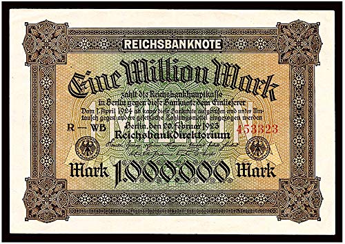 1923 DE GERMANY'S FIRST MILLION MARK BILL! GIANT, ORNATE & RARE CLASSIC! 1,000,000 MARKS Choice Extra Fine to AU